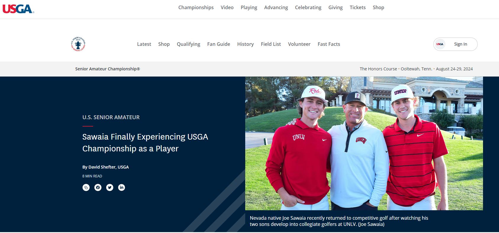 USGA Spotlights SNGA Member Joe Sawaia Leading Up to U.S. Senior Amateur – SNGA